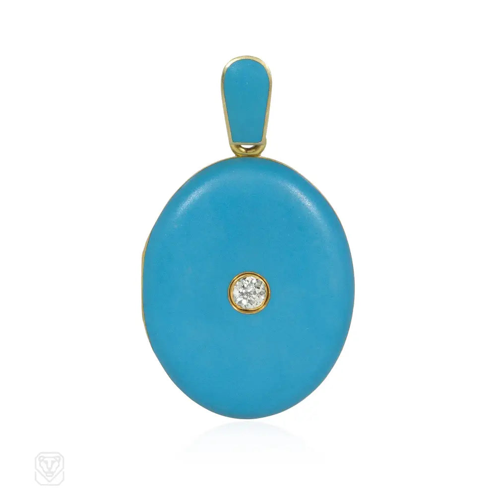 Antique diamond, gold, and blue enamel locket – Kentshire