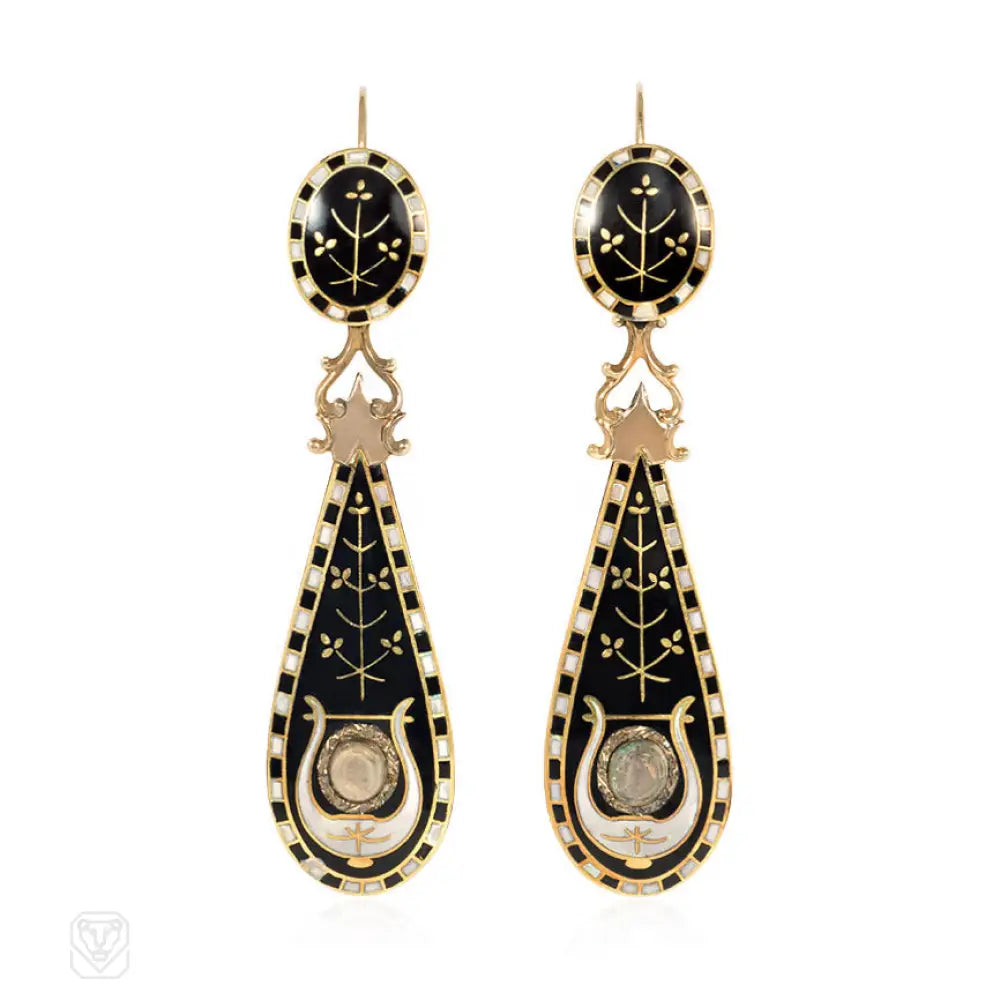 Antique gold and Swiss enamel earrings – Kentshire