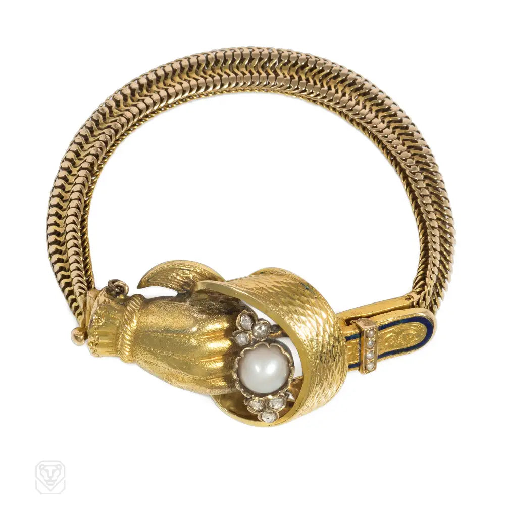 Antique gold hand and belted garter bracelet – Kentshire