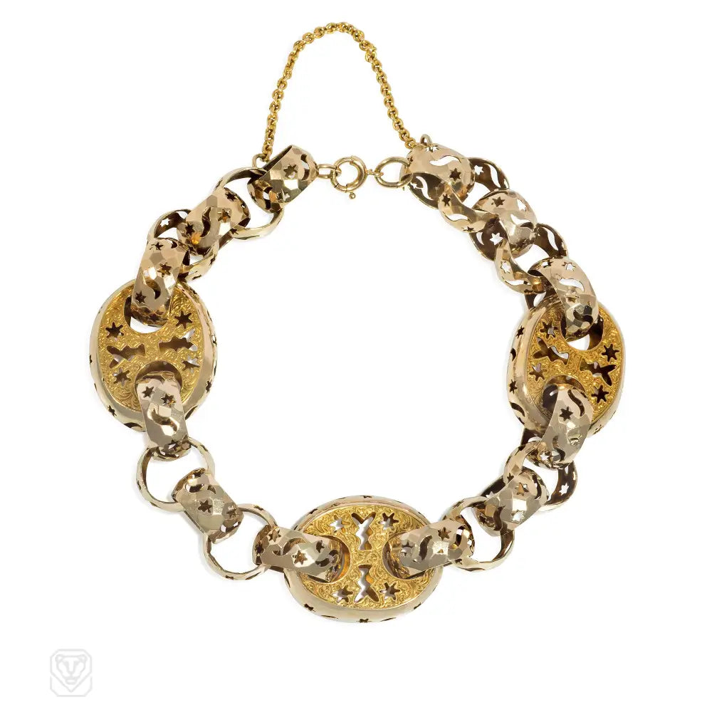 Antique gold star-cut chain d'ancre bracelet – Kentshire
