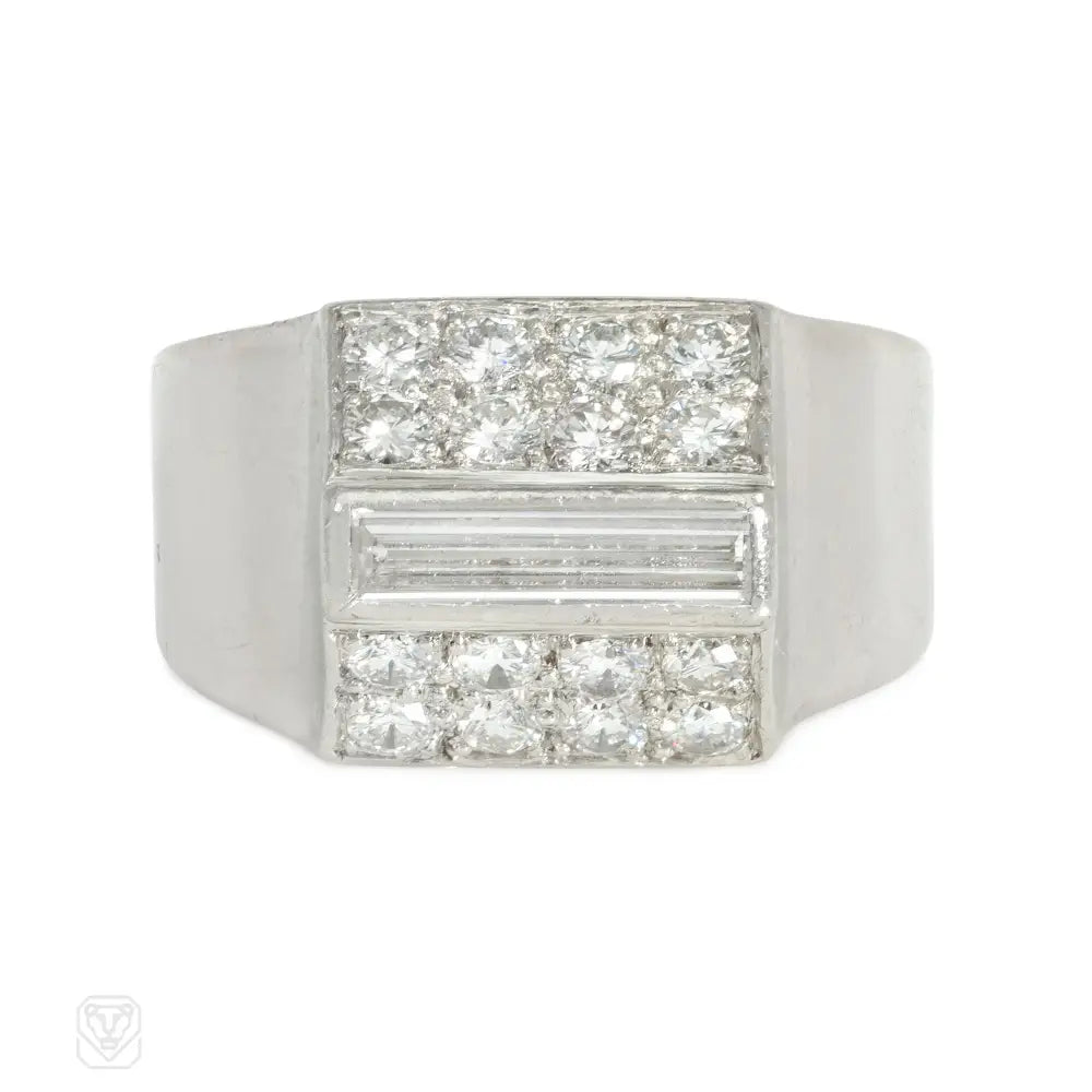 Art Deco diamond-set platinum wedge ring – Kentshire