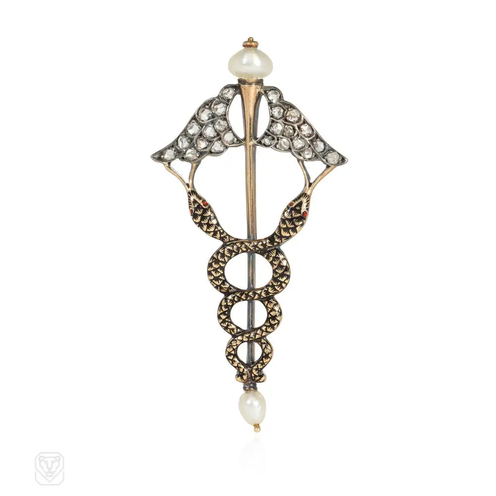 Giuliano antique caduceus brooch – Kentshire